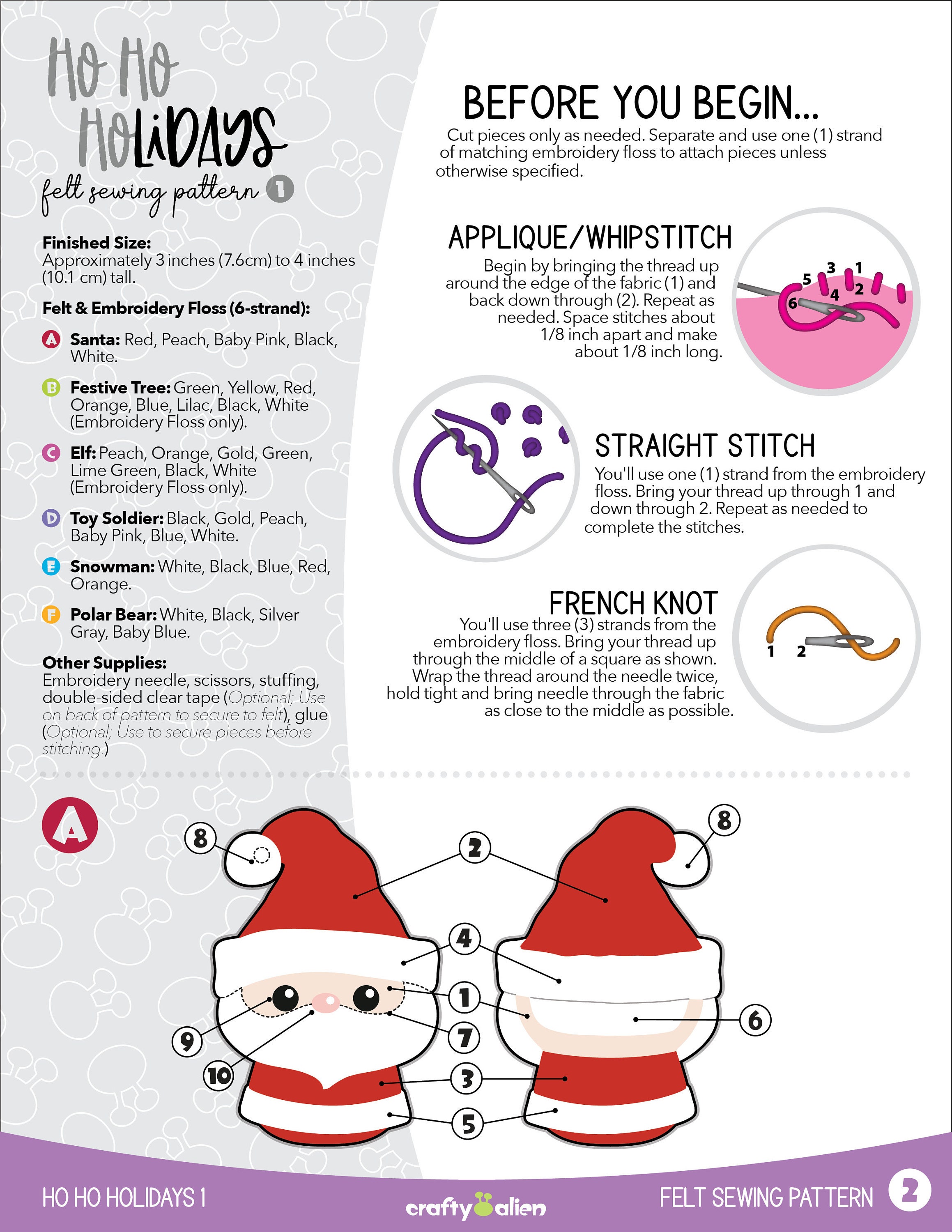 Felt Santa Christmas Tree Toy Soldier Elf Snowman Polar - Etsy