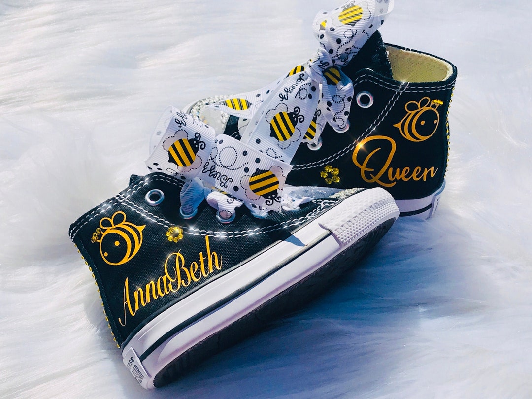 NEW Black White High Top Queen Bee Shoes Customized With Name ...