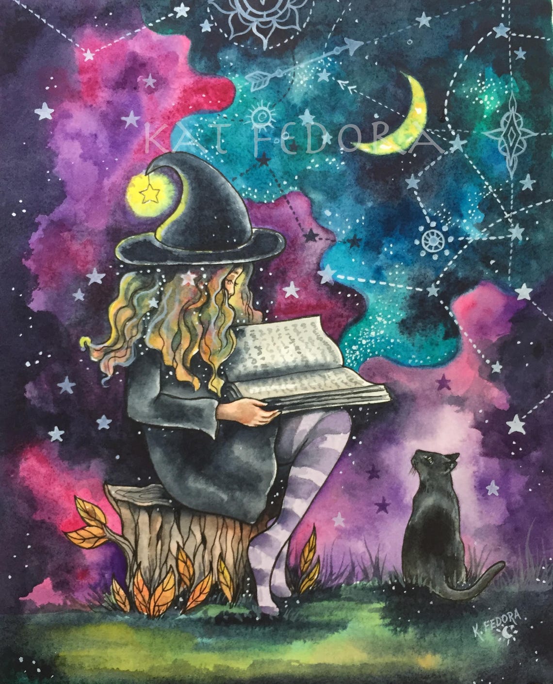 Little Witch , Print, 8x10 Inches - Etsy