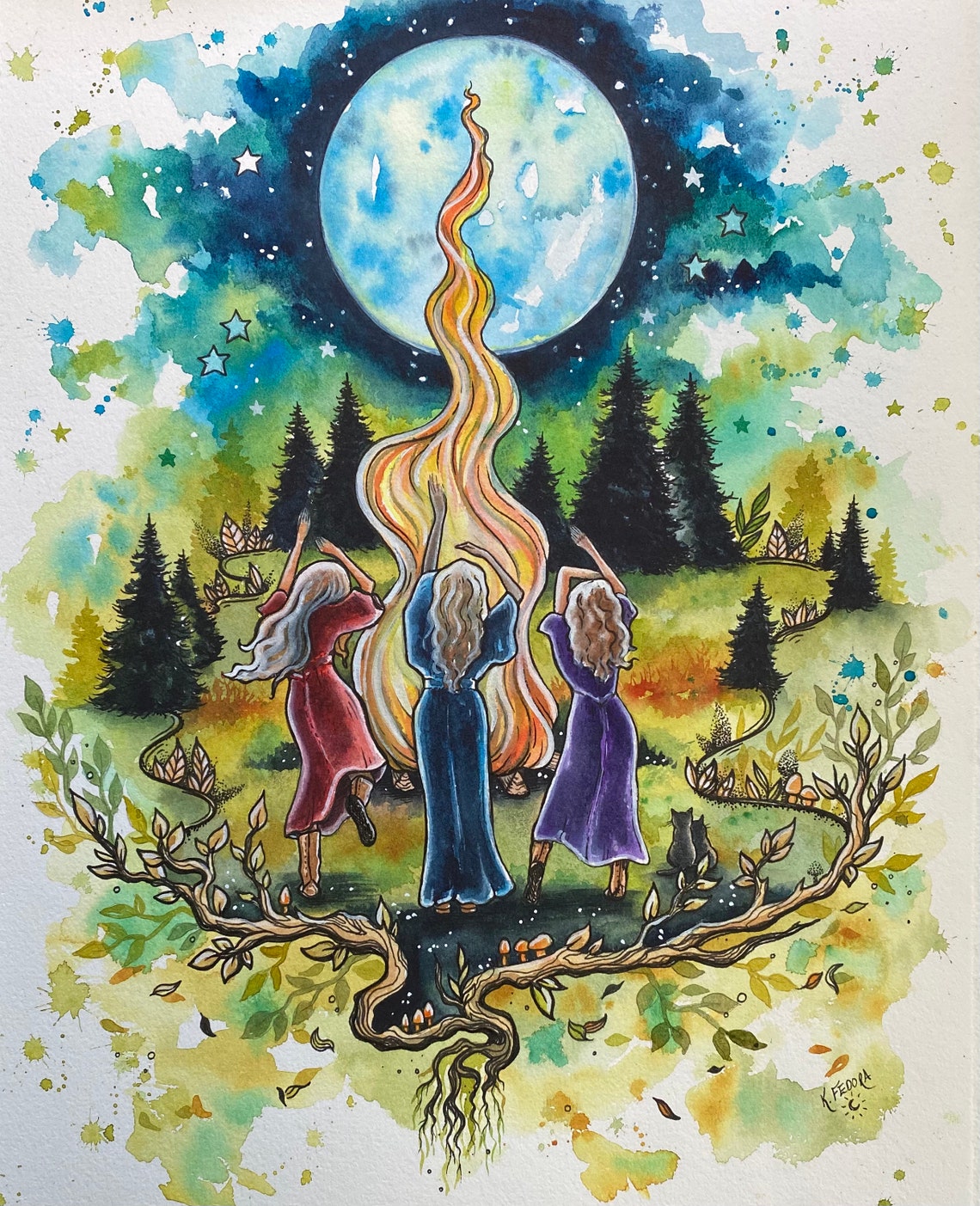 Dance of the Full Moon Print 8x10 Inches | Etsy