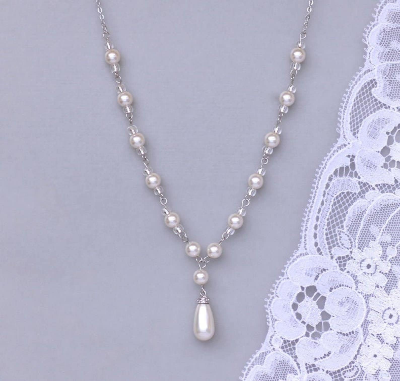 Pearl Back Drop Necklace Bridal Backdrop Pearl Necklace - Etsy