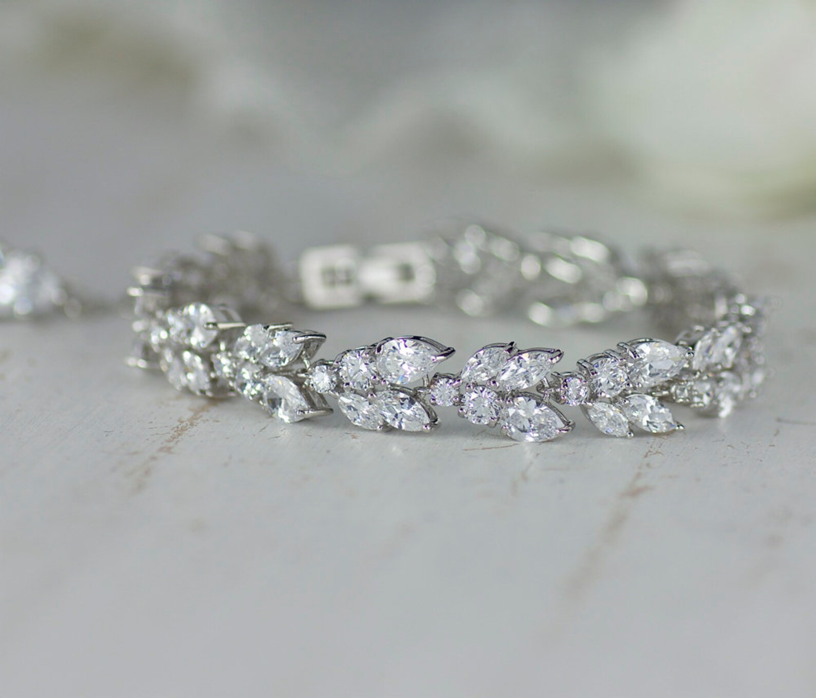 Bridal Jewelry Set White Gold, Bridal Necklace and Earrings Set, Silver ...