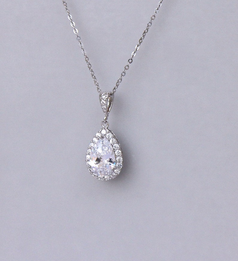 Teardrop Crystal Necklace Crystal Bridal Necklace Crystal - Etsy