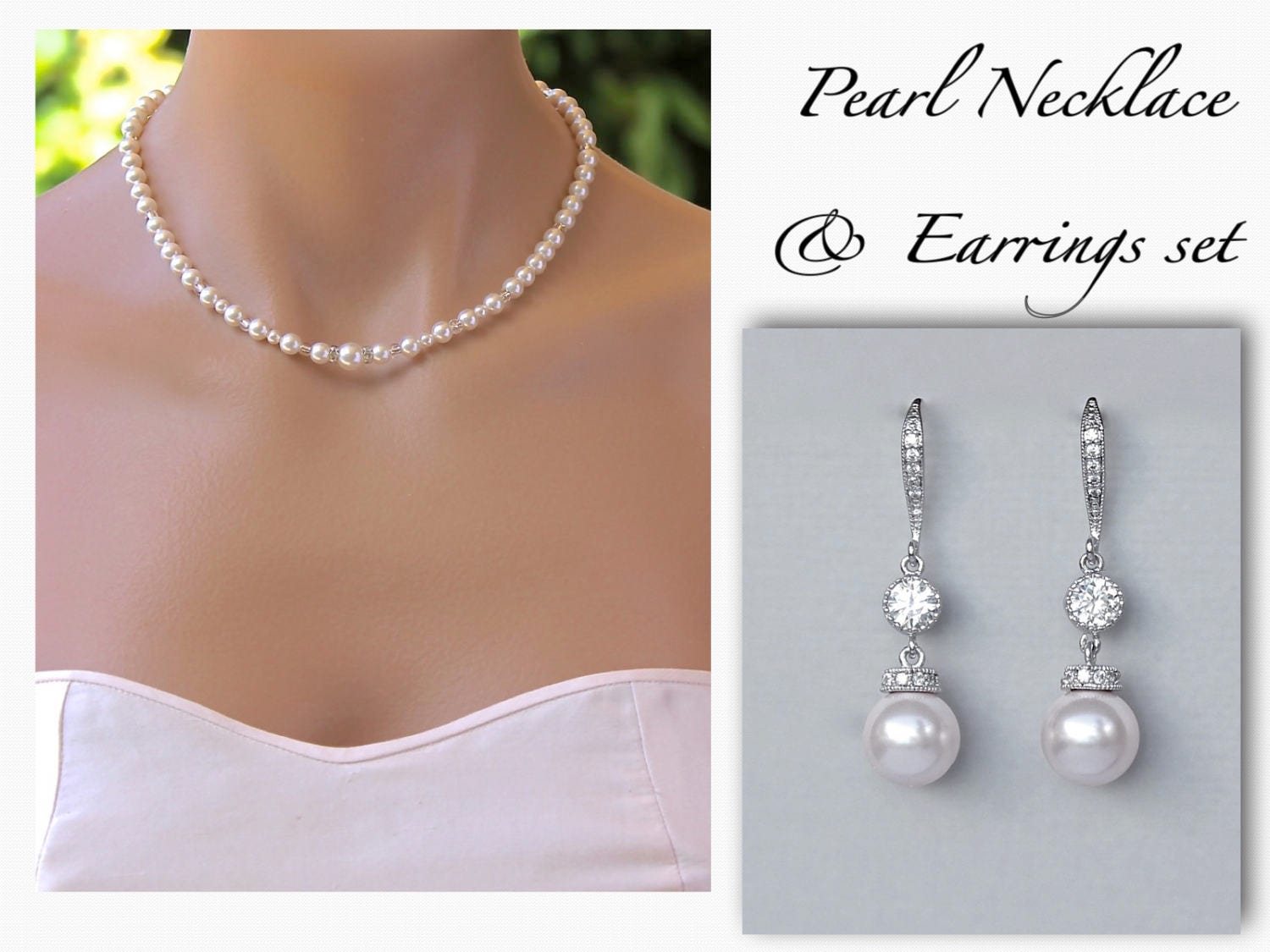 Pearl Bridal Set Ivory Pearl Necklace & Earrings Set Custom | Etsy