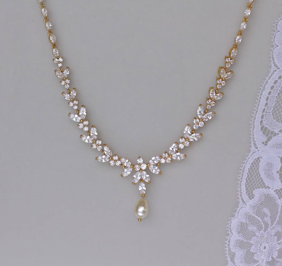 Gold Bridal Necklace, Crystal Bridal Necklace, Gold Bridal Necklace ...