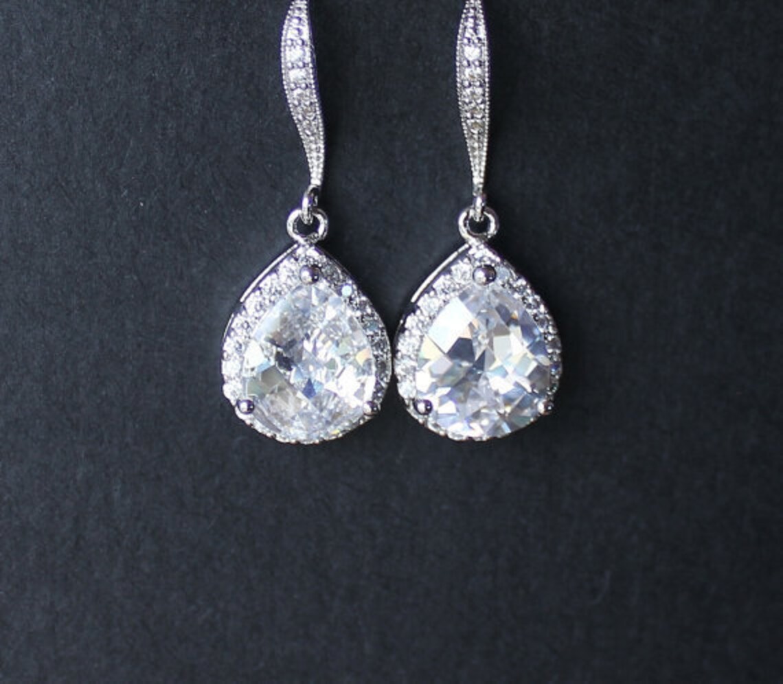 Teardrop Crystal Necklace Crystal Bridal Necklace Crystal - Etsy