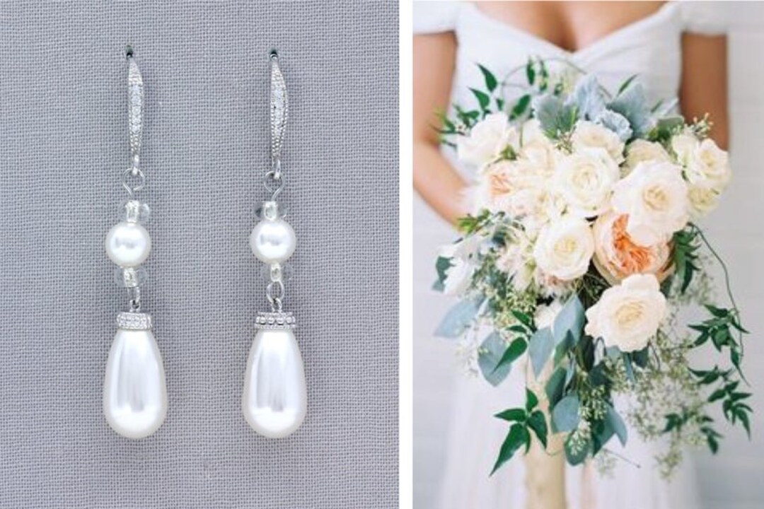 Pearl Drop Earrings, Swarovski Pearl Bridal Earrings, Wedding Jewelry ...