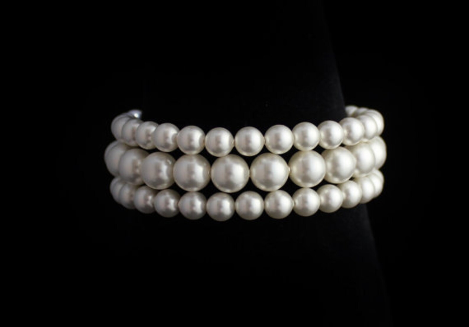 Classic Pearl Bridal Bracelet Multi Strand Pearl Bridal Cuff - Etsy