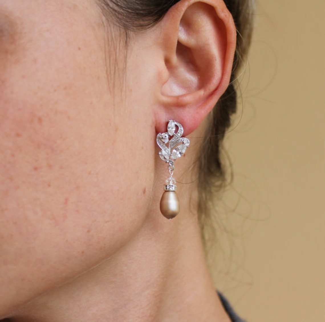 Crystal and Pearl Bridal Set Pearl Bridal Jewelry Set White - Etsy