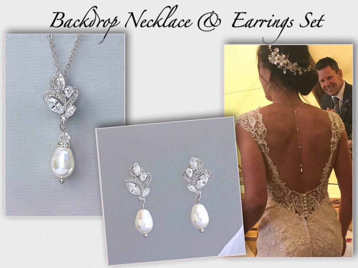 Pearl Bridal Set Bridal Jewelry Set Backdrop Necklace & - Etsy