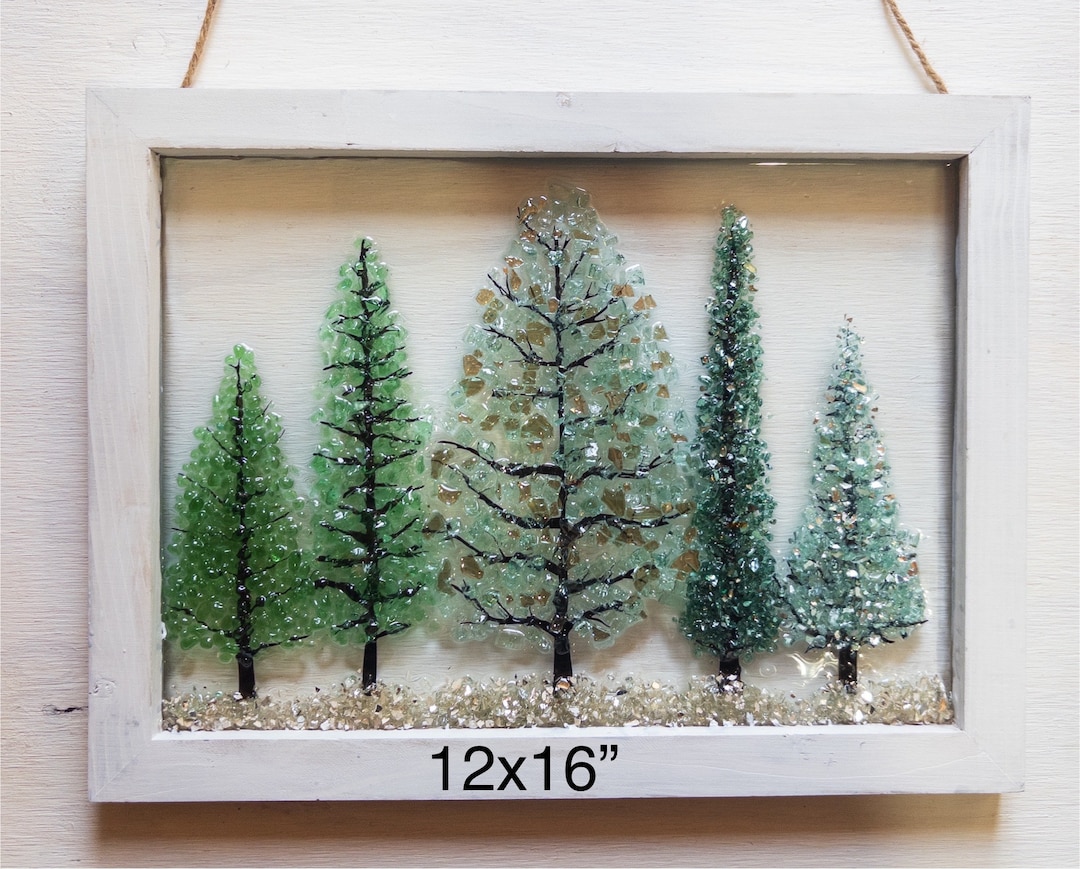 Crushed Glass and Resin Evergreen Trees - Etsy