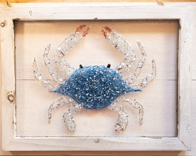 Crushed Glass and Resin Blue Crab - Etsy