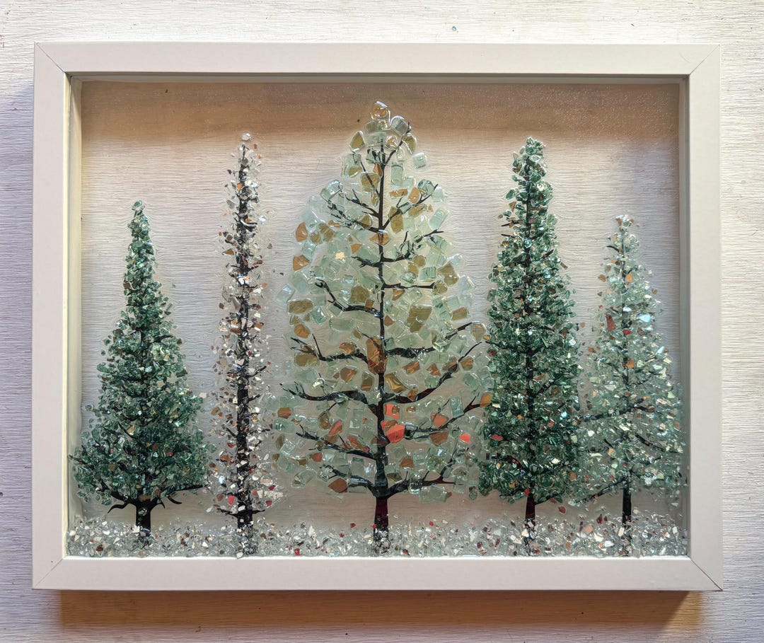 Crushed Glass and Resin Evergreen Trees - Etsy