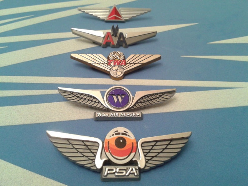 Airplane Party Favors vintage Airline Wing Pins FIVE Packs | Etsy