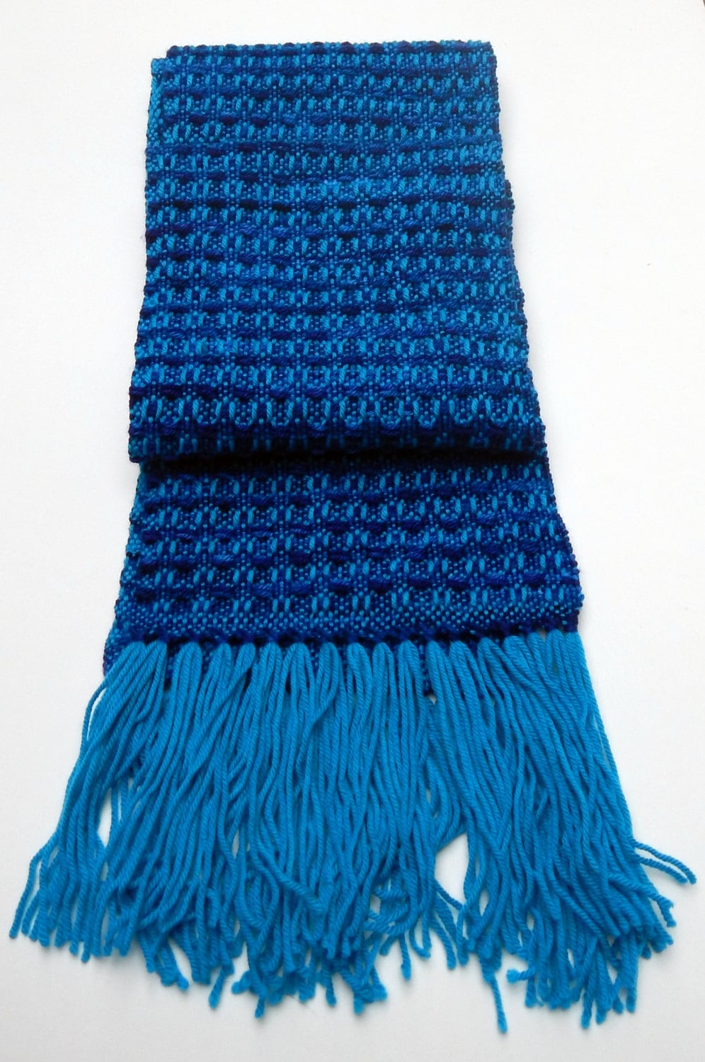 Bufanda de lana azul teñido de mano tejido 7 de 64 pulgadas - Etsy España