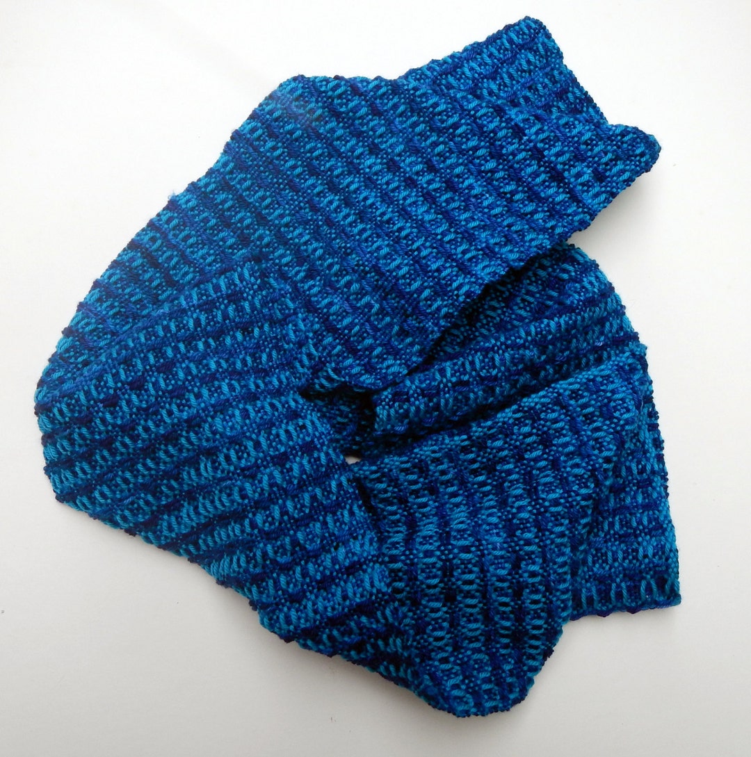 Bufanda de lana azul teñido de mano tejido 7 de 64 pulgadas - Etsy España