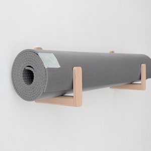 Wooden Yoga Mat Hooks Set, Two Lengths, Beech Wooden Yoga Mat Holder ...