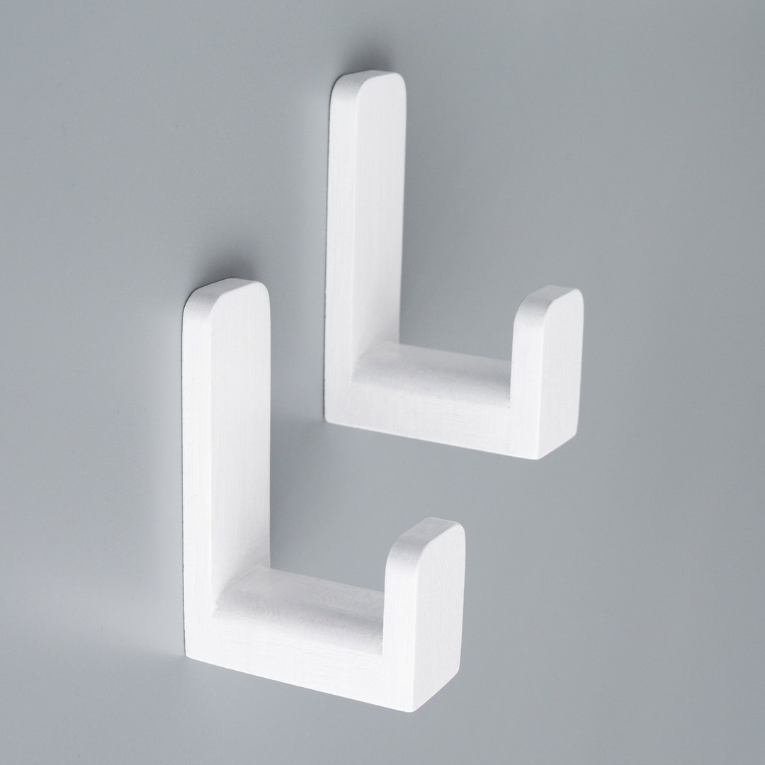 Self-adhesive White Beech Wall Hook, 40mm Length Large Wall Hook ...