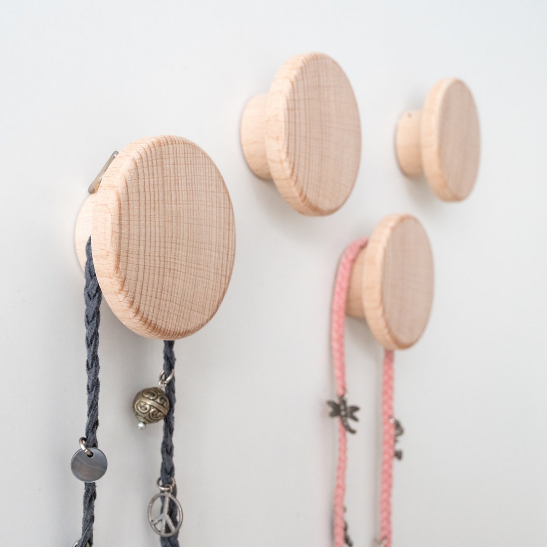 Self-adhesive Beech Wooden Wall Knob With Rounded Edges , ø 60mm - Etsy
