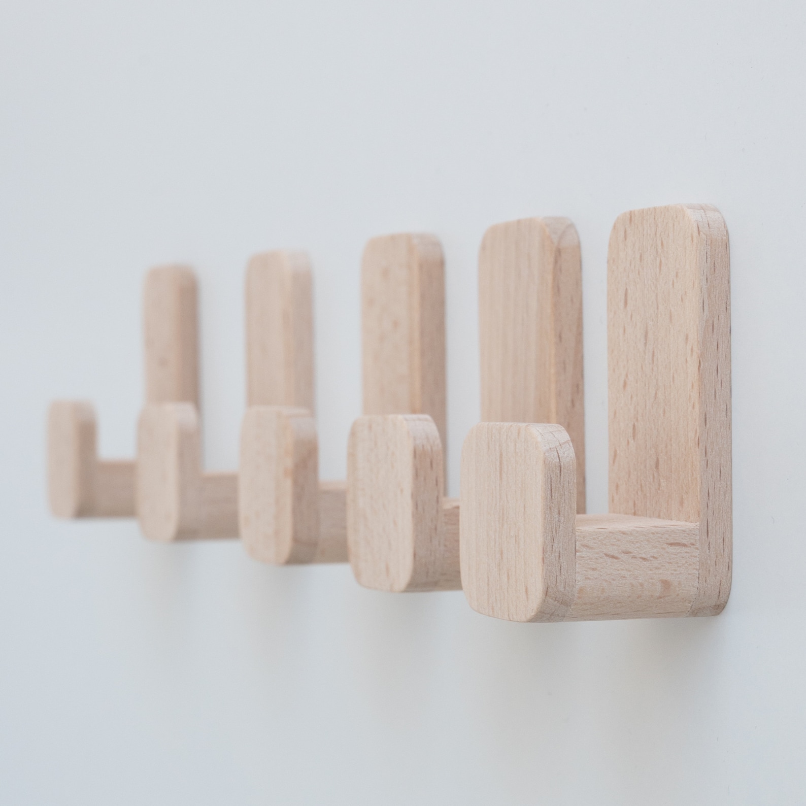 Set of 5 Self-adhesive Beech Wooden Wall Hooks Wooden - Etsy