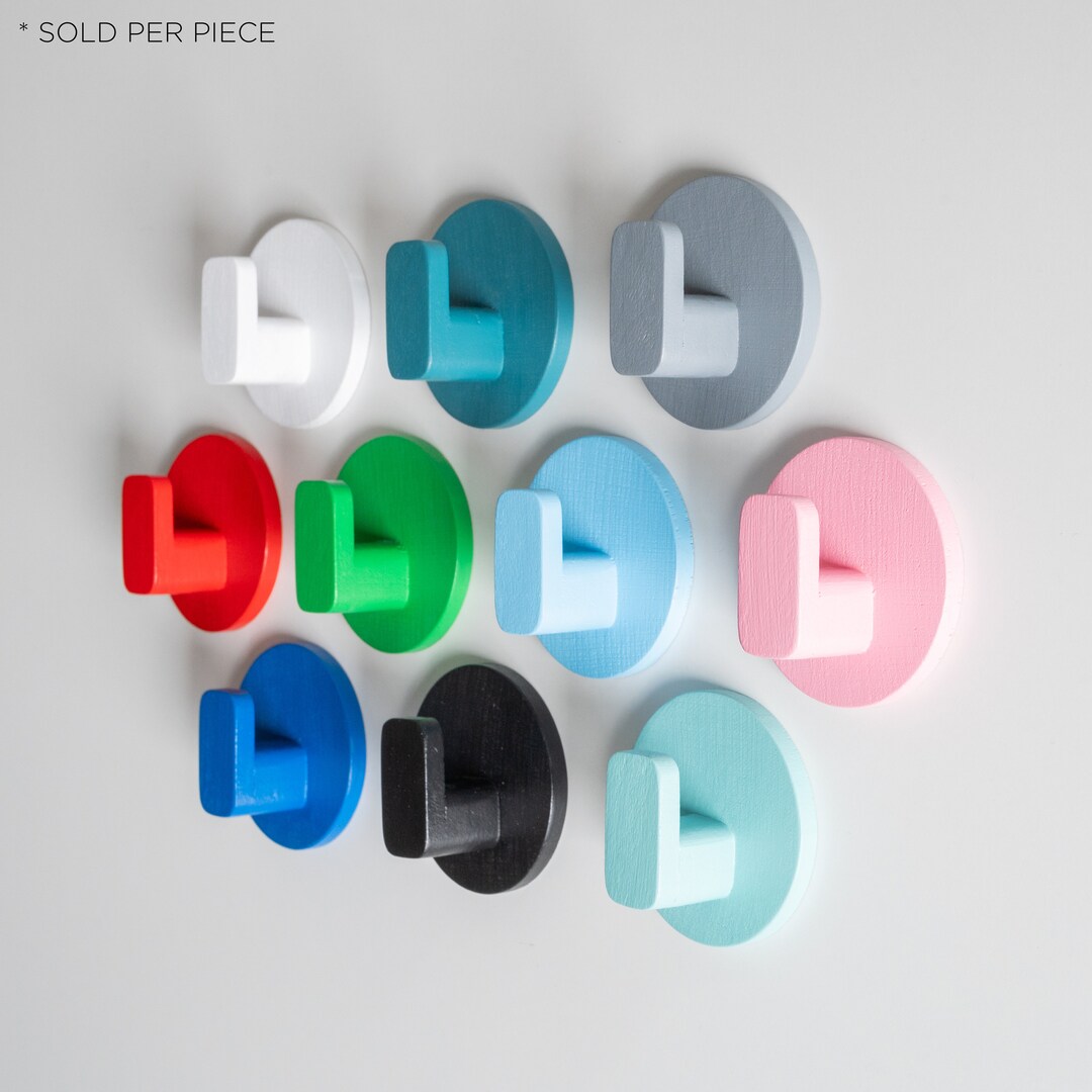 Self-adhesive Colored Round Beech Wall Hooks, Accessory Hook, Jewelry ...