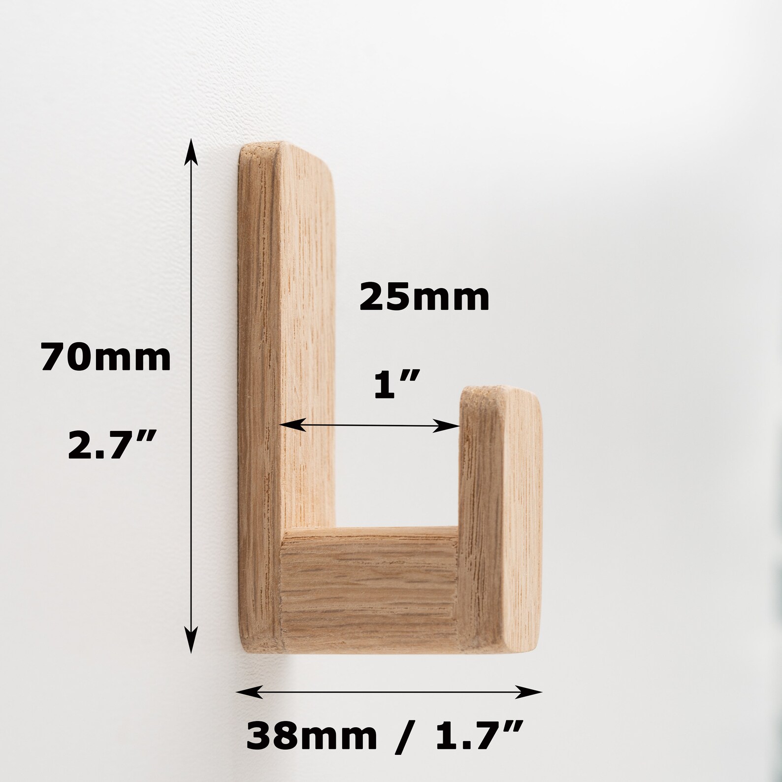 Self-adhesive Oak Wooden Rounded Wall Hooks Sets Danish Oil - Etsy