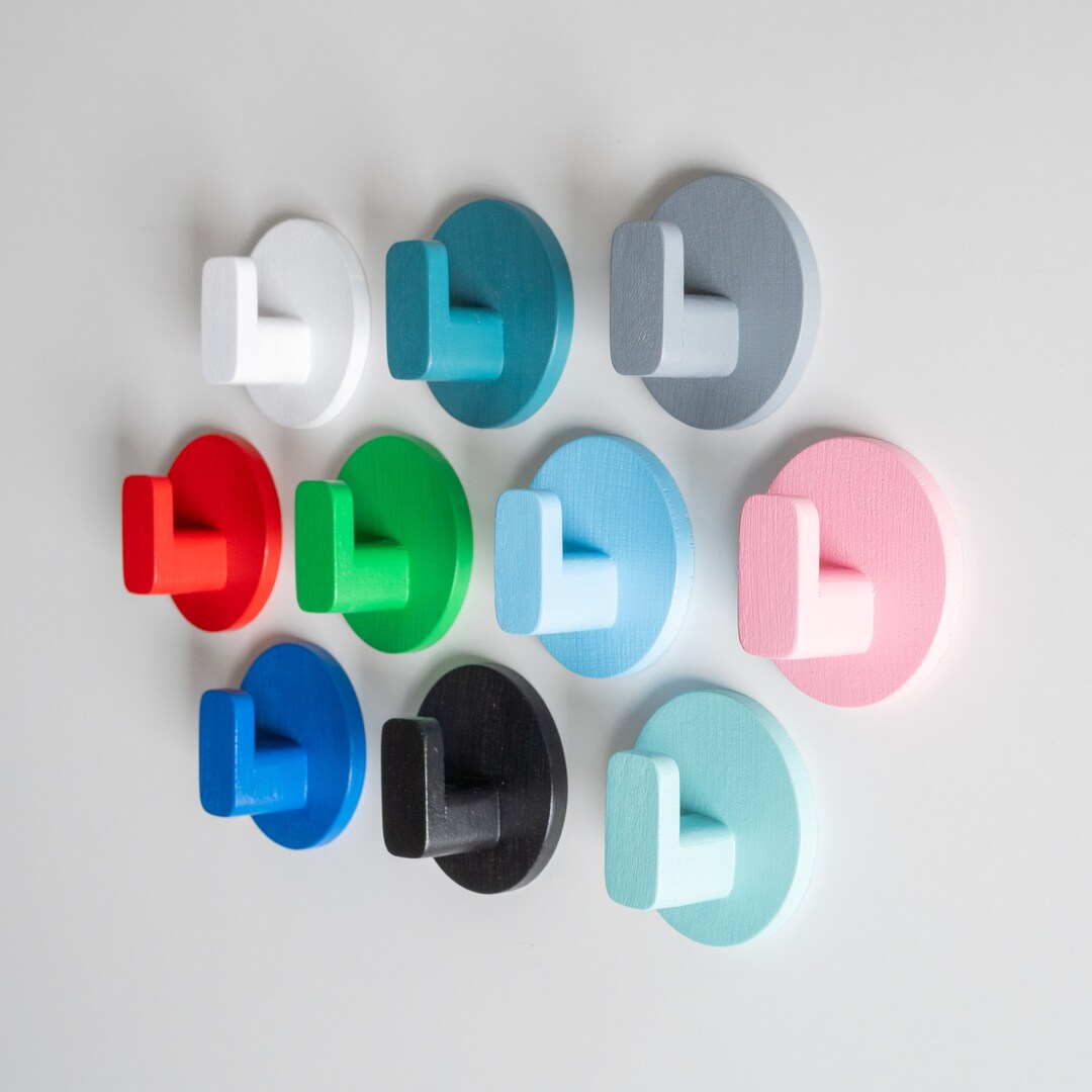 Self-adhesive Colored Round Beech Wall Hooks, Accessory Hook, Jewelry ...