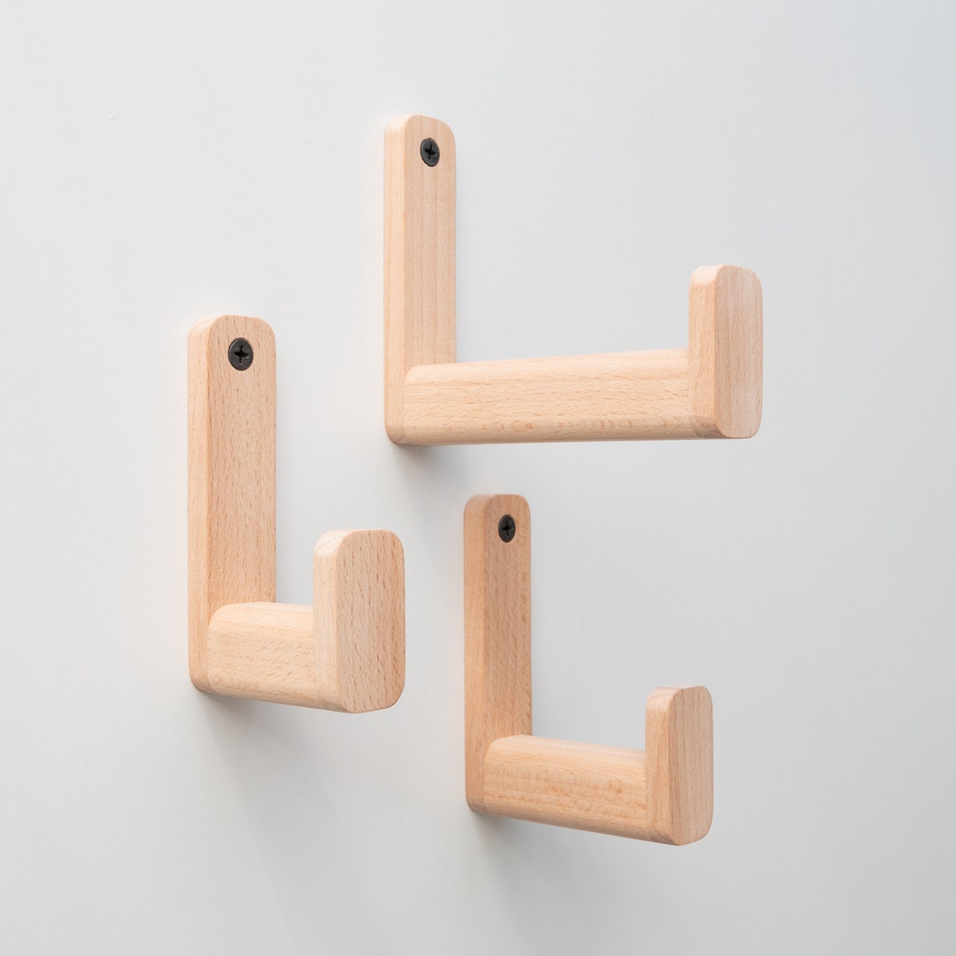 Extra Long Beech Wooden Wall Hook (oversized Model), Large Clothes Hook ...
