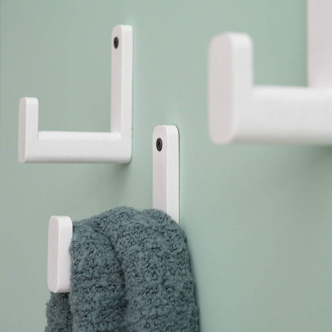 Extra Long Beech Wooden White Wall Hook (oversized Model), Clothing ...
