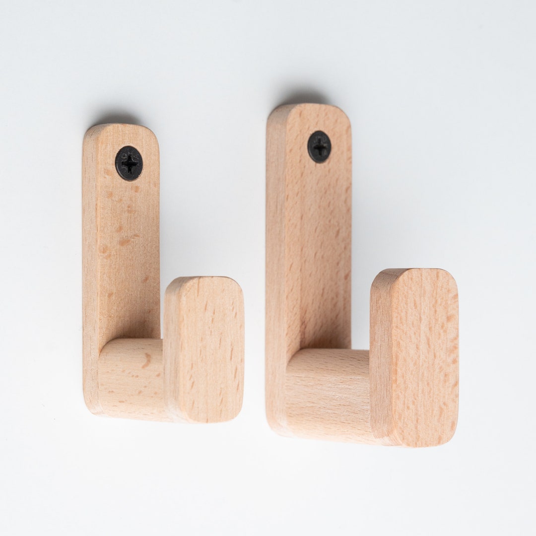 Rounded Screw-in Beech Wooden Wall Hook, Regular or Oversized - Etsy