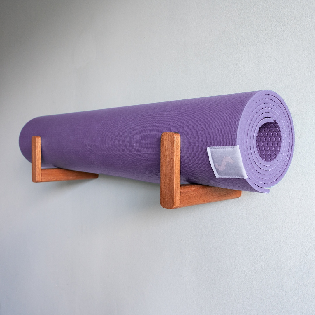 Hard Wooden Yoga Mat Hooks Set, Two Lengths, Yoga Mat Holder, Wooden ...
