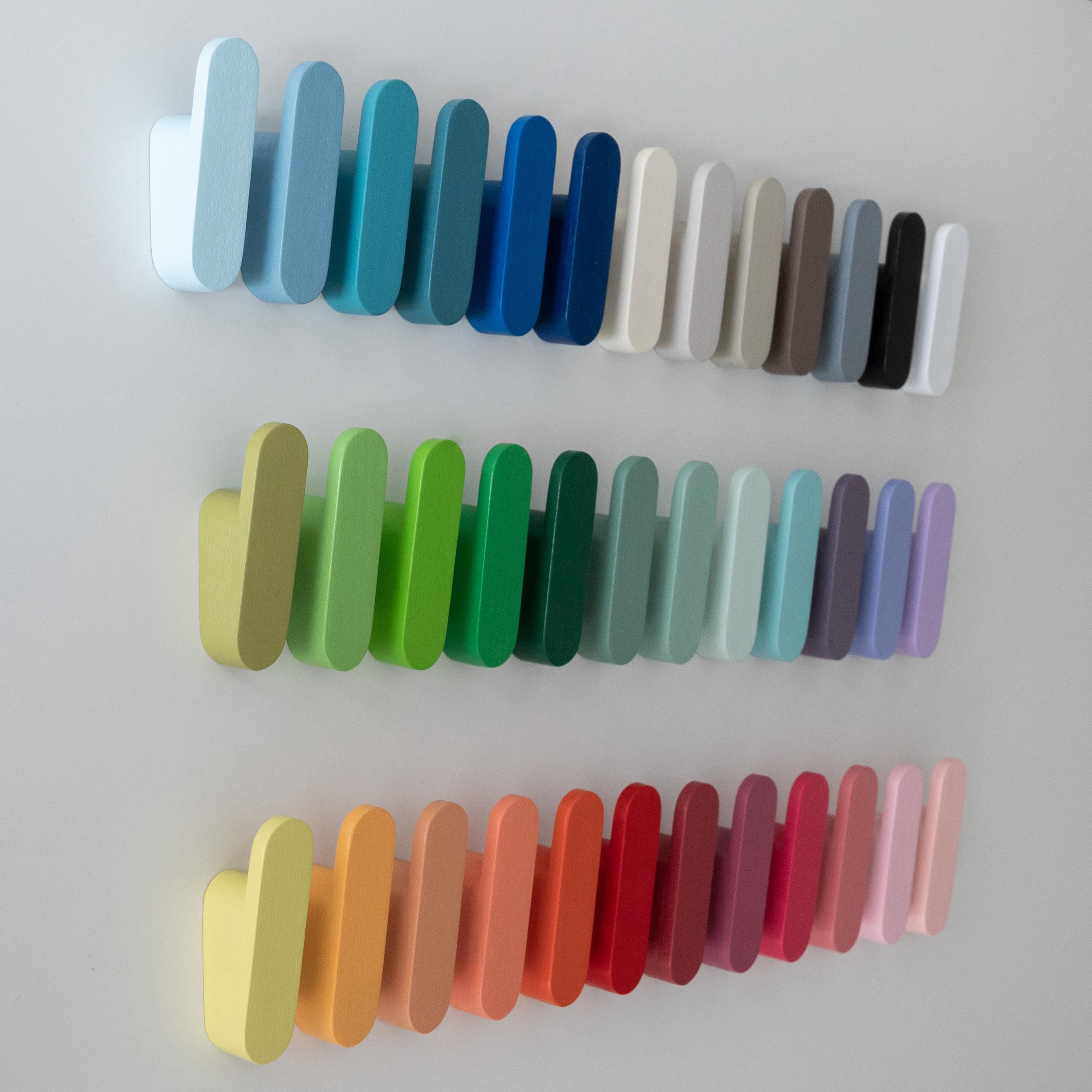 Self-adhesive Colored Wooden 'popsicle Stick' Shaped Wall Hooks, Kids ...