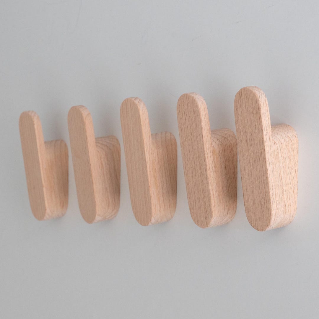 Self-adhesive 'popsicle Stick' Shaped Wall Hooks, Kids Wall Hook, Beech ...