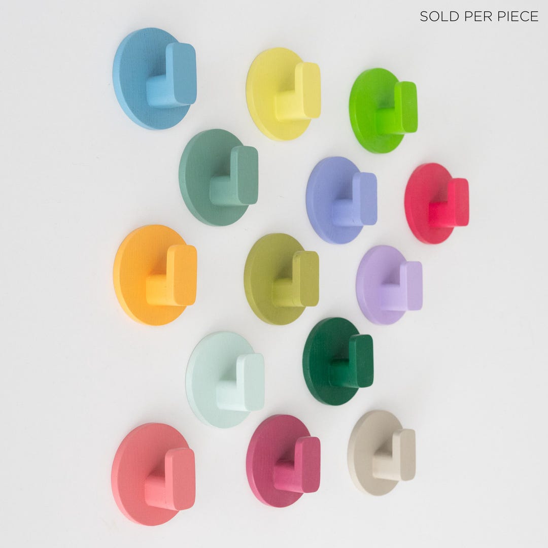 Self-adhesive Colored Round Beech Wall Hooks, Accessory Hook, Jewelry ...