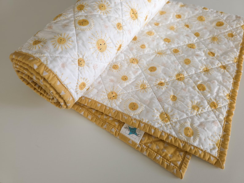 MADE TO ORDER - Happy Suns Baby Quilt - Modern Baby Quilt - Sunshine ...
