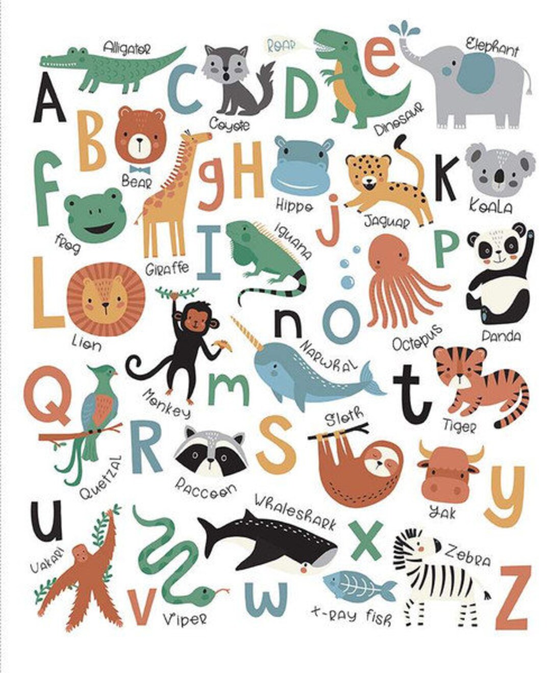 Alphabet Zoo- Alphabet Zoo Panel - Alphabet Fabric - Fabric - Riley ...