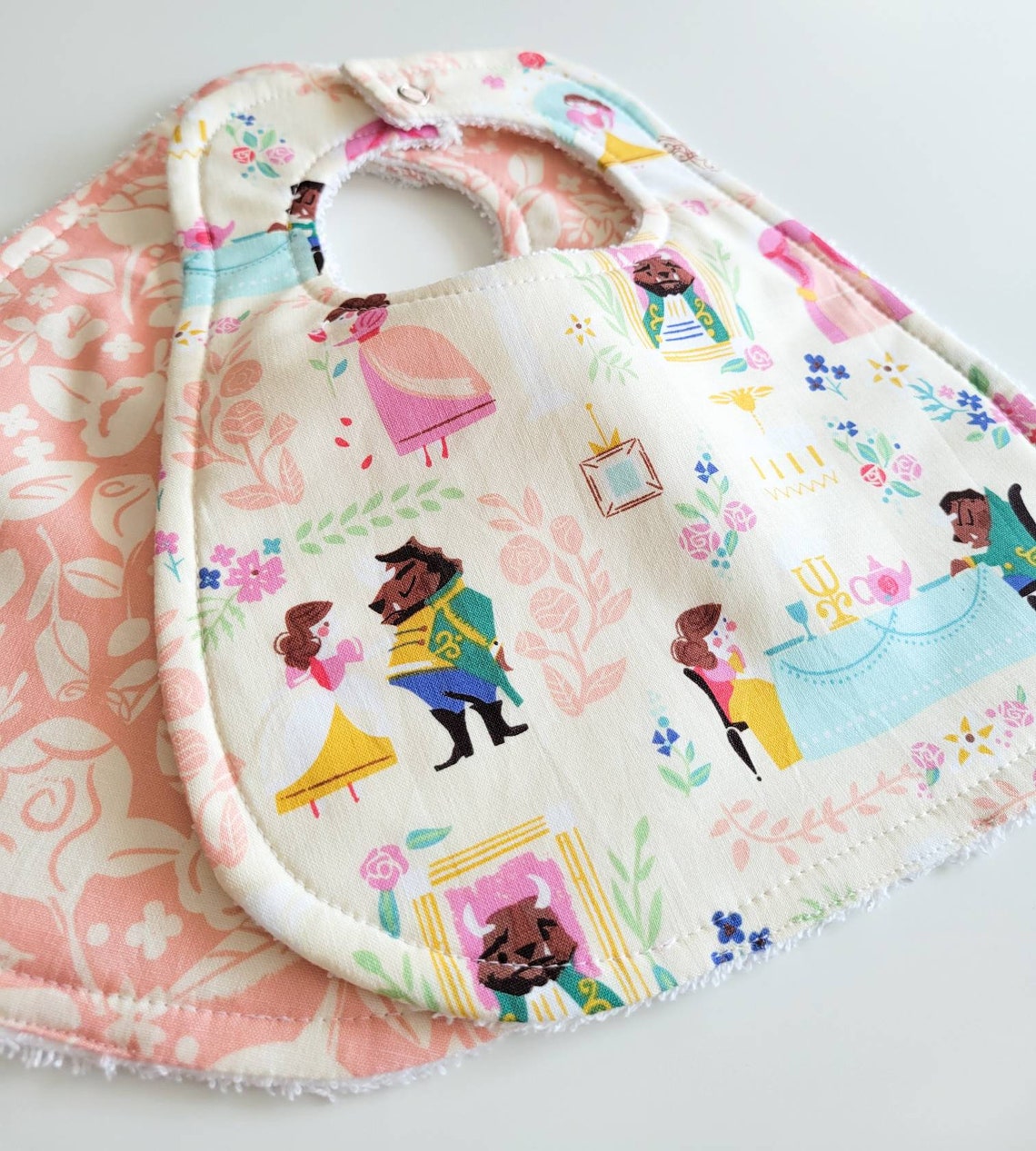 Baby Bib Set Beauty Beast Bibs Pink Bibs Terry Cloth Bib - Etsy