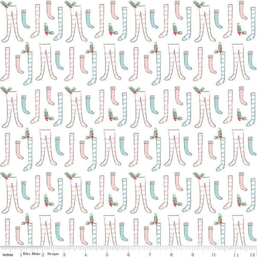 PIXIE NOEL 2 - Stocking White - Christmas Fabric -riley Blake Fabrics ...