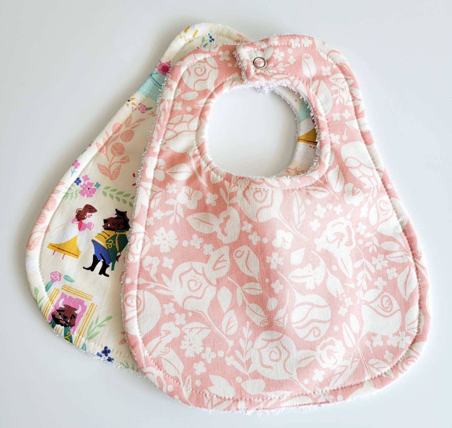 Baby Bib Set Beauty Beast Bibs Pink Bibs Terry Cloth Bib - Etsy