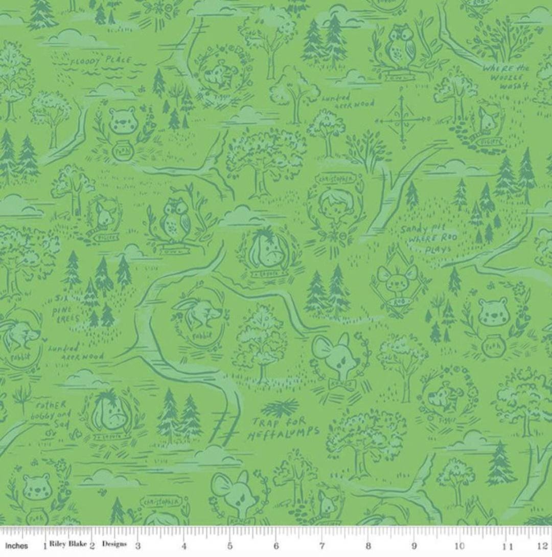100 Aker Woods - Map Green - Winnie the Pooh - Riley Blake Fabrics ...