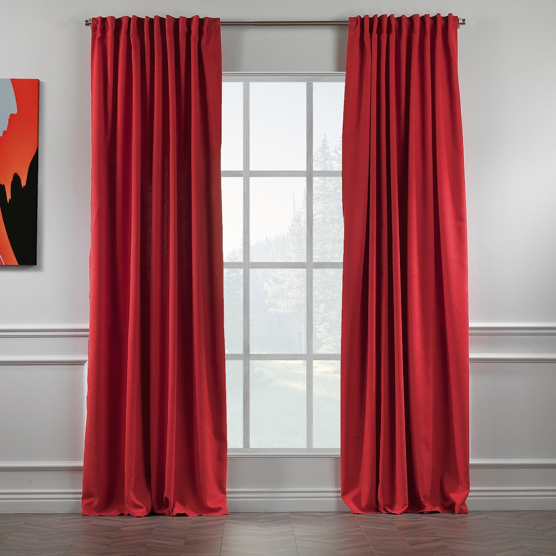 Red Velvet Curtain Extra Long Curtains Extra Wide Curtains Room ...
