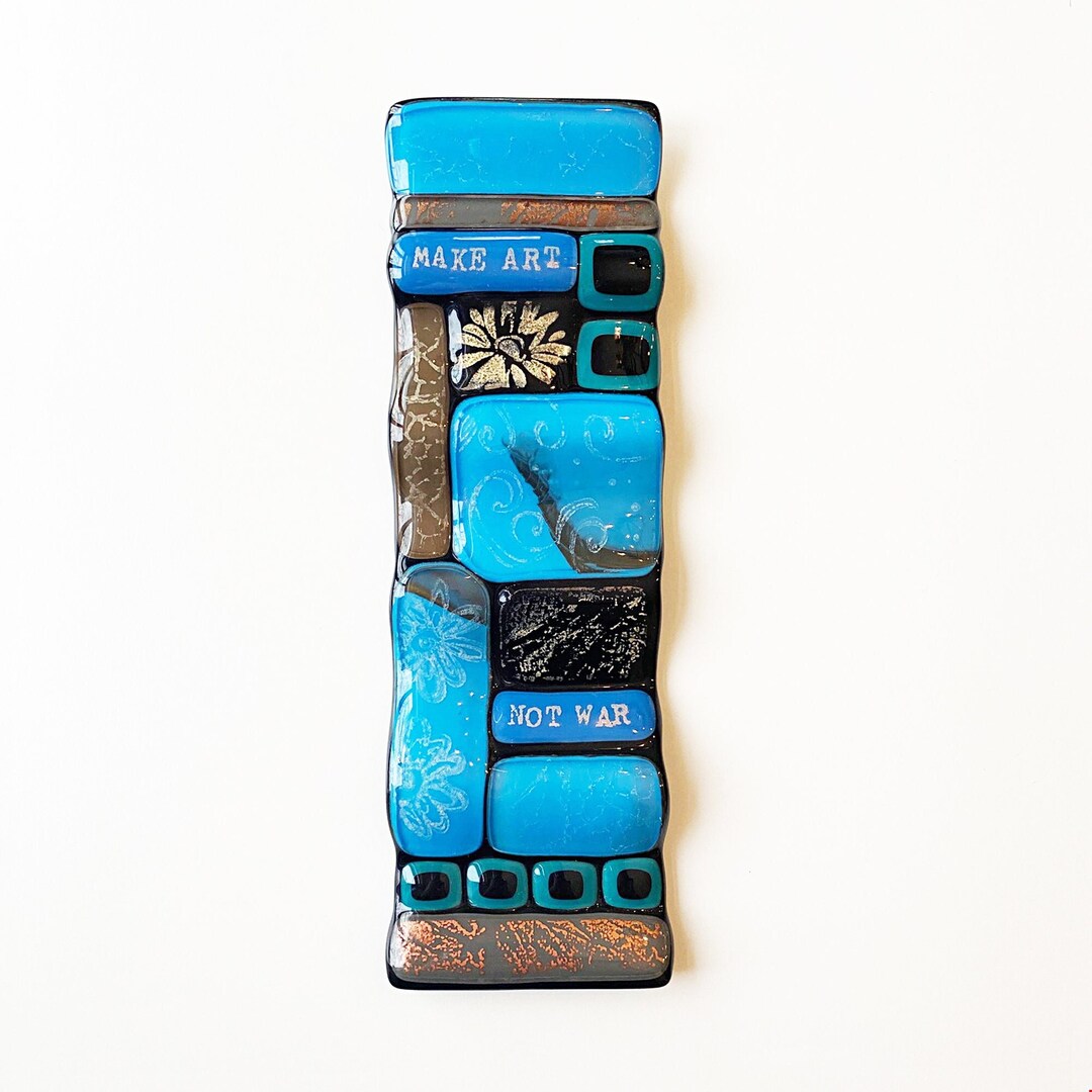 Collage Art Fused Glass Wavy Wall Panel - Etsy