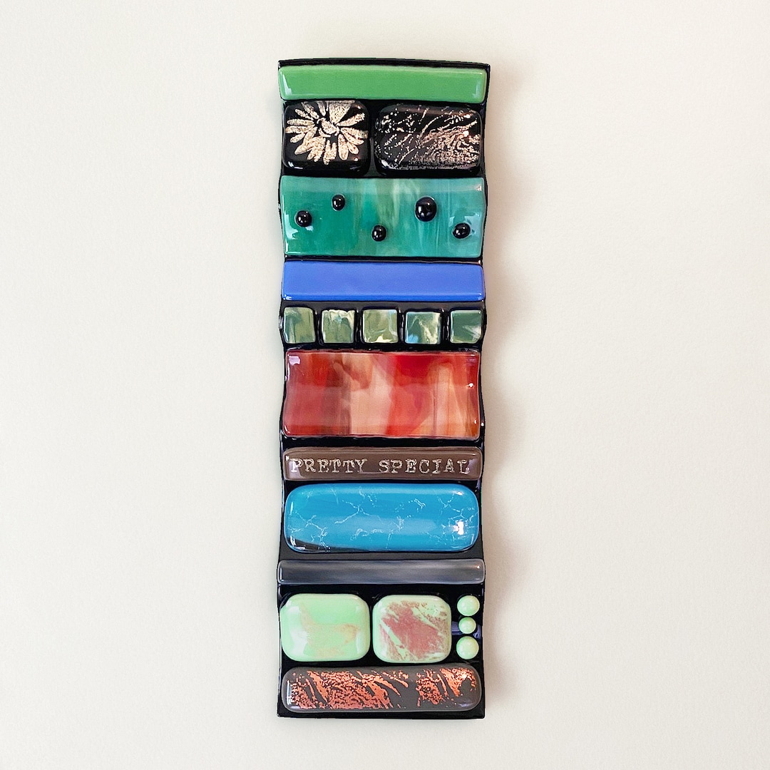 Collage Art Fused Glass Wavy Totem Panel - Etsy