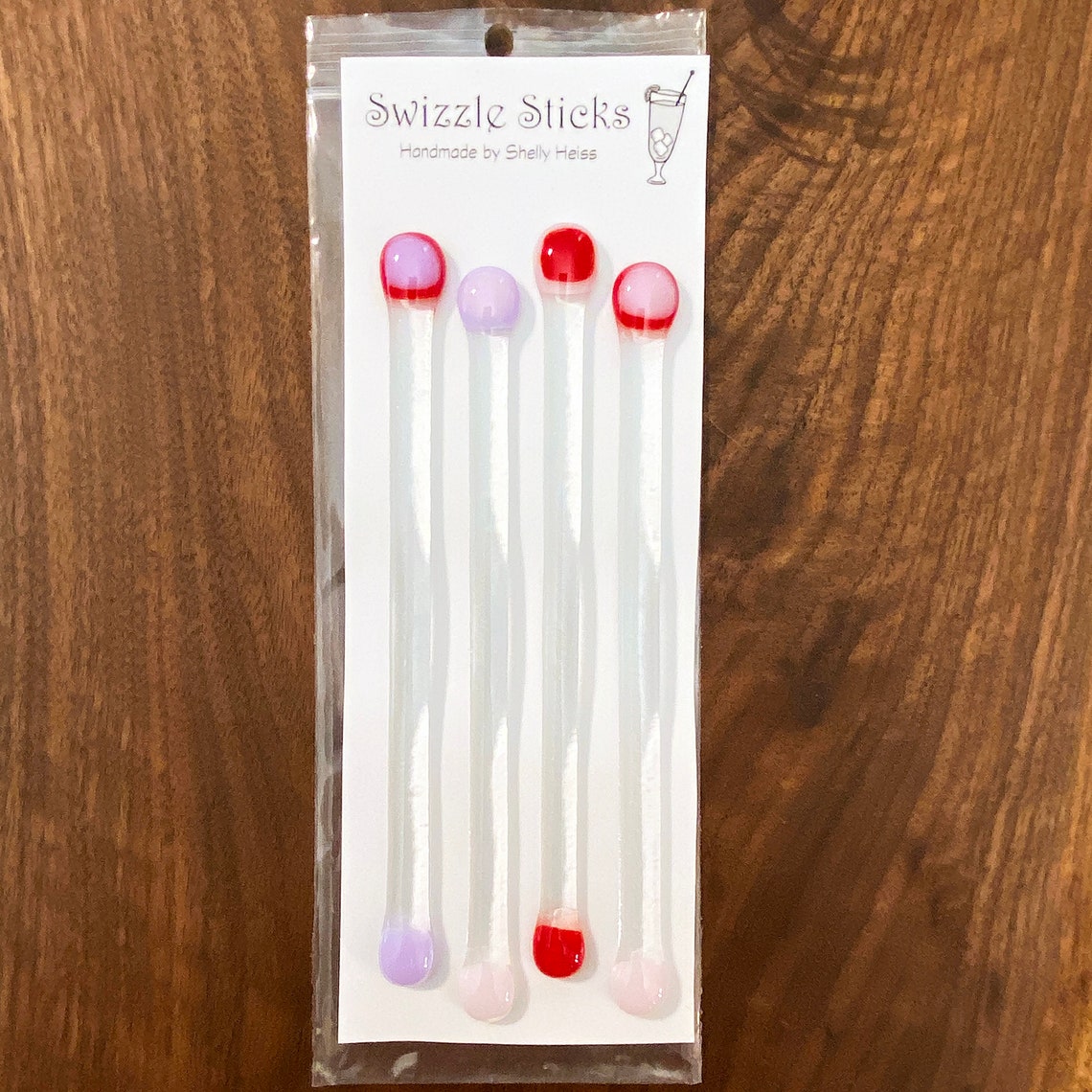 Red, Pink and Lavender Swizzle Sticks, Fused Glass Drink Stirrers - Etsy