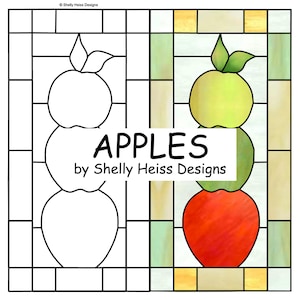 3 Apples PATTERN for Stained Glass or Mosaic - Etsy