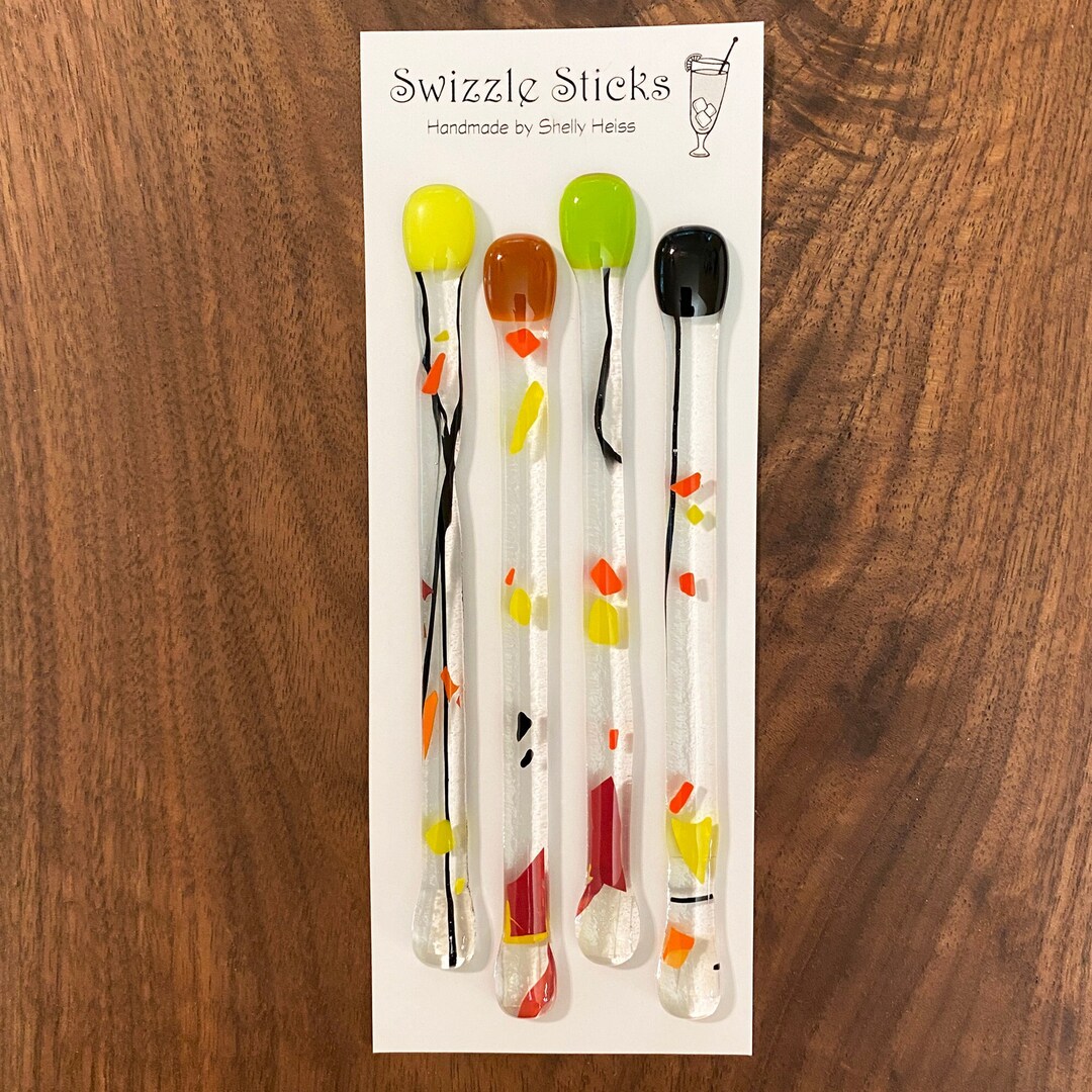 Fused Glass Swizzle Sticks in Fall Colors - Etsy