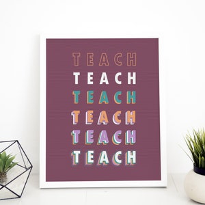 TEACH Digital Art Print Classroom Decor Teacher Geometric - Etsy