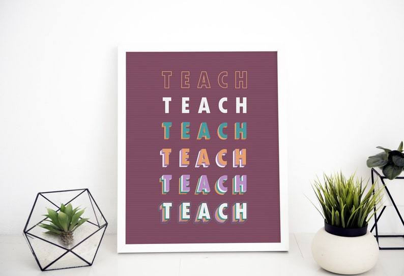 TEACH Digital Art Print Classroom Decor Teacher Geometric - Etsy