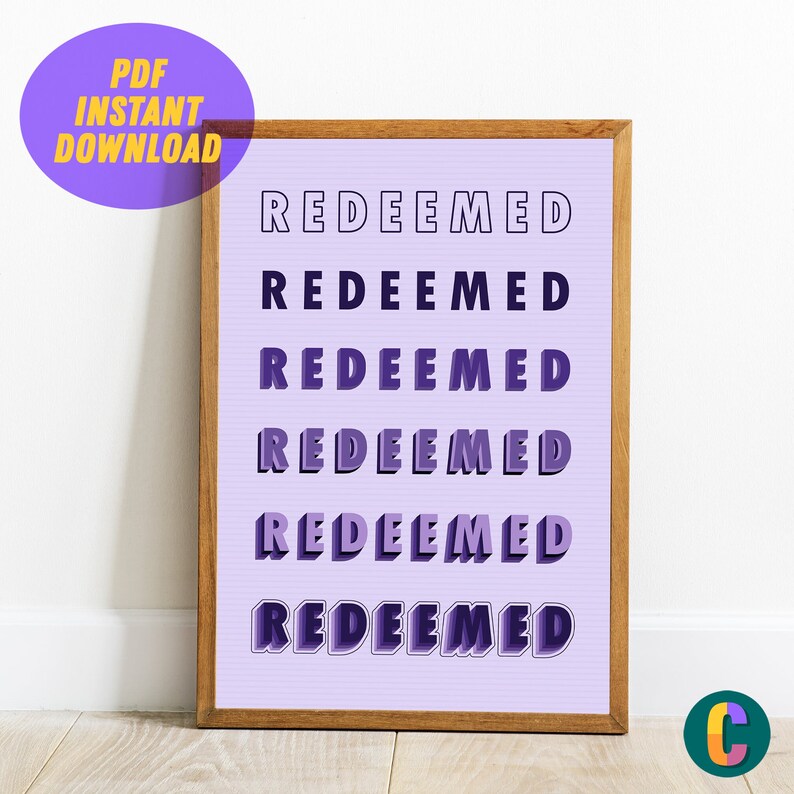 REDEEMED Digital Art Print | Instant Digital Download | Religious ...