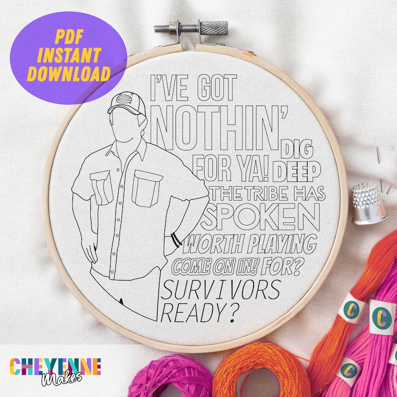 Survivor TV Show Quotes With Jeff Probst Hand Embroidery Pattern ...